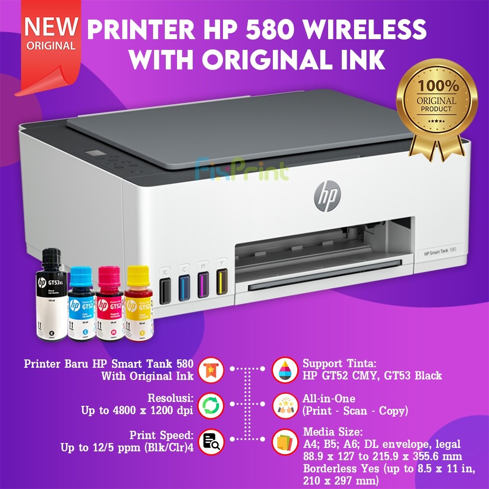 Jual FixPrint 1TJ09A Printer HP Smart Tank 580 Pengganti 515 Print Scan ...