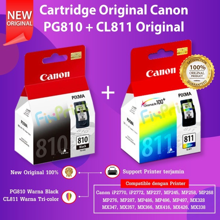 Jual FixPrint CATRIDGE TINTA CANON PG810 BLACK HITAM CL811 COLOR WARNA ...