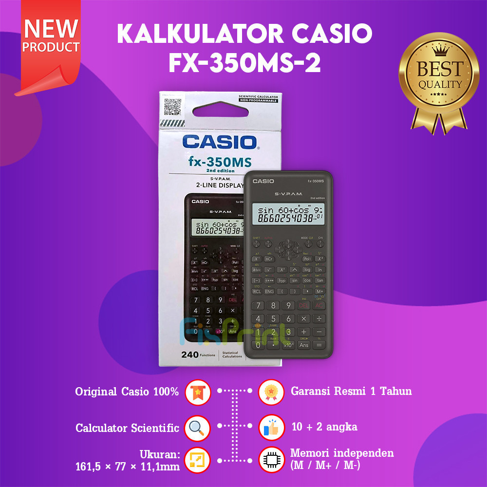 Jual FixPrint Casio FX-350MS 2 Calculator Scientific Kalkulator Ilmiah ...