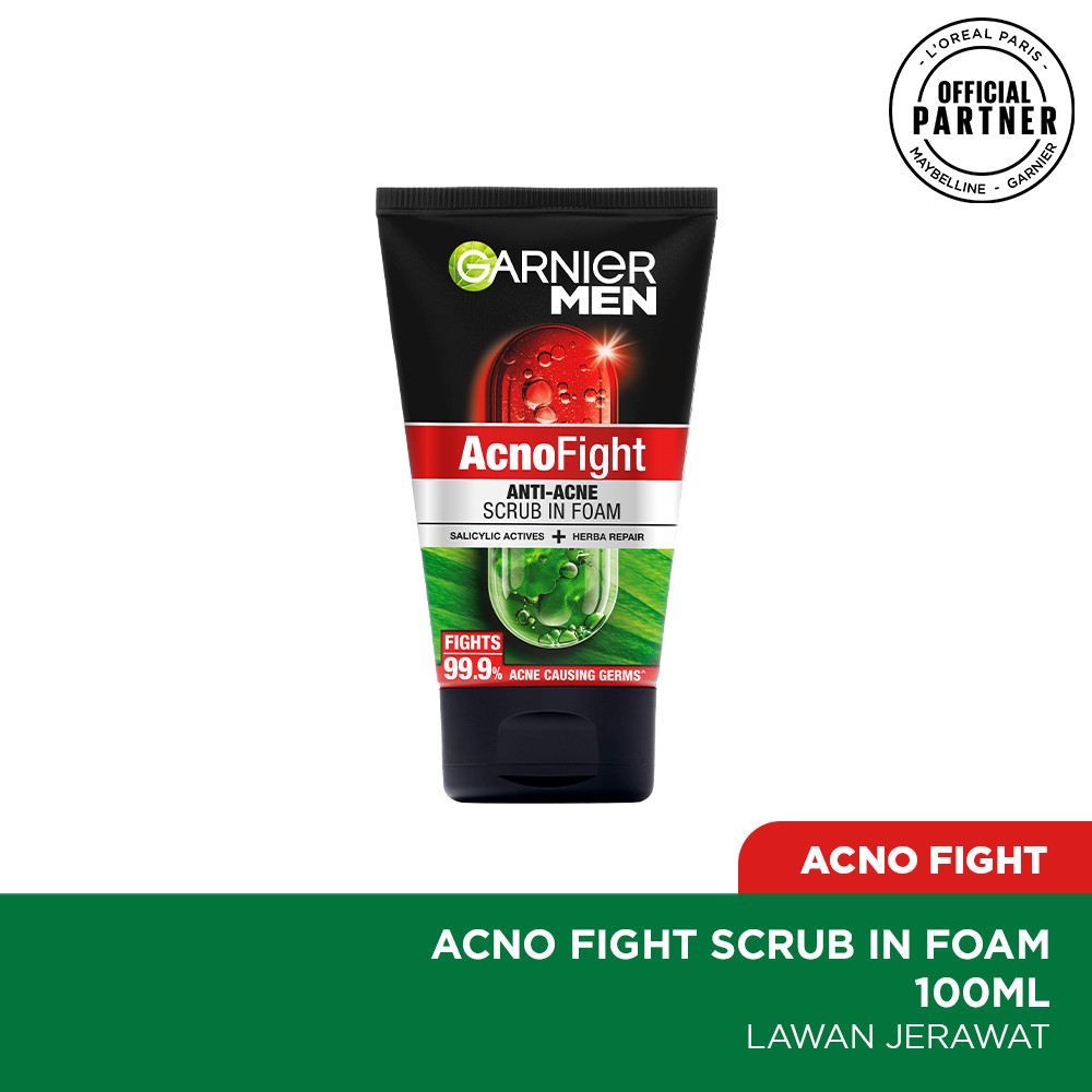 Jual Garnier Men Acno Fight Anti-Acne Scrub In Foam Skin Care - 100ml | Shopee Indonesia