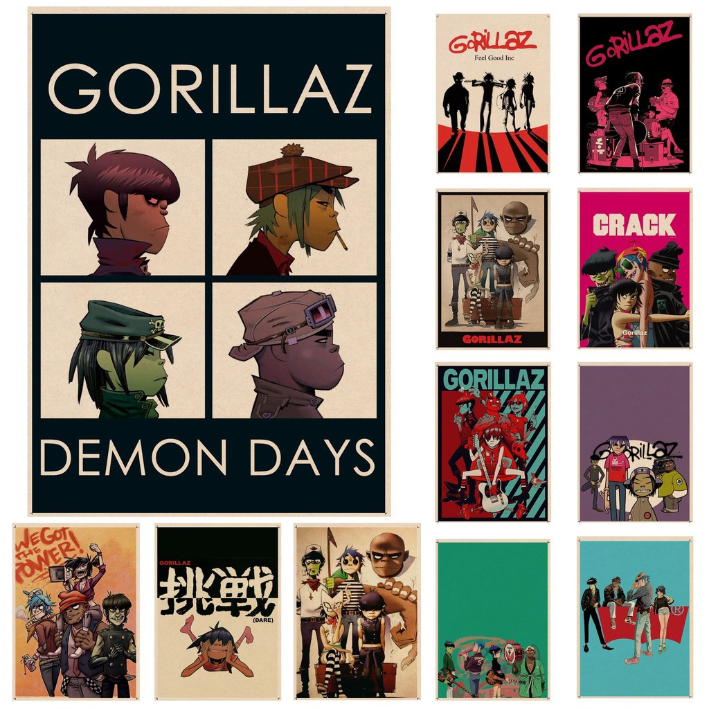 Jual Gorillaz Hip Hop Kraft Paper Classic Vintage Posters Retro Kraft ...