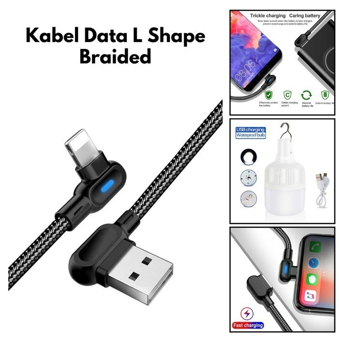 Jual MKKK Kabel Data Multifungsi Fast Charging L Shape Braided 5V/2A 1M ...