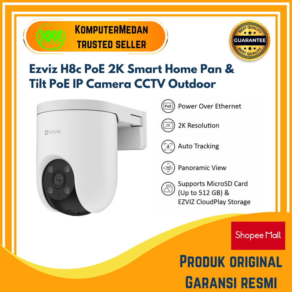 Jual Kamera cctv Ezviz H8c PoE 2K Smart Home Pan & Tilt PoE IP Camera CCTV Outdoor | Shopee ...