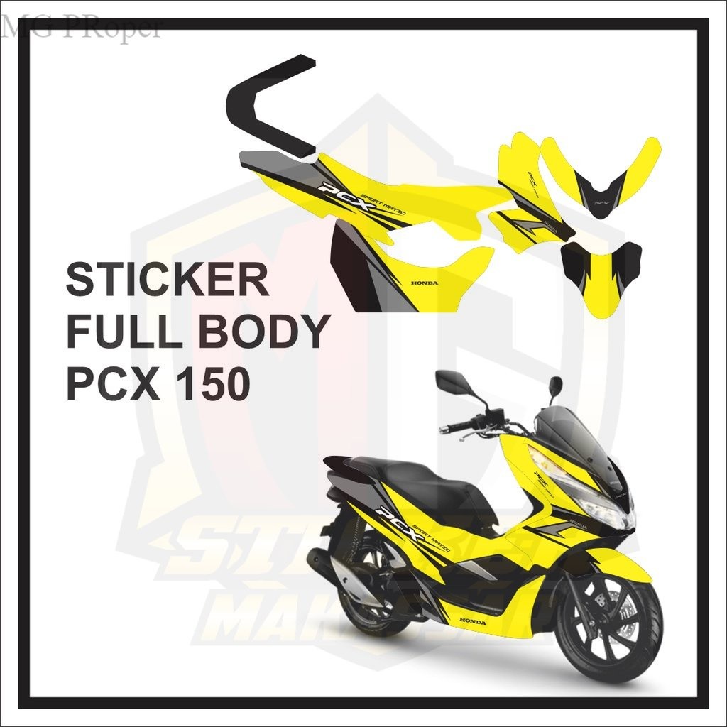 Jual Stiker Striping Decal HONDA PCX 150 Full Body Fullbody Bodi Kuning ...