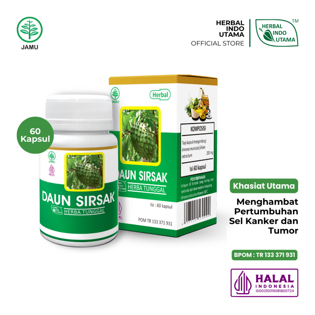Jual Kapsul Ekstrak Daun Sirsak Herbal Indo Utama Antioksidan Alami ...