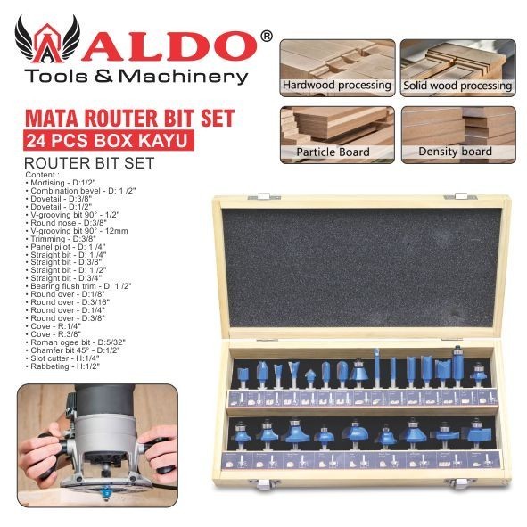 Jual MATA ROUTER BIT SET 24 PCS BOX KAYU ROUTER BIT SET MATA PROFIL SET ...