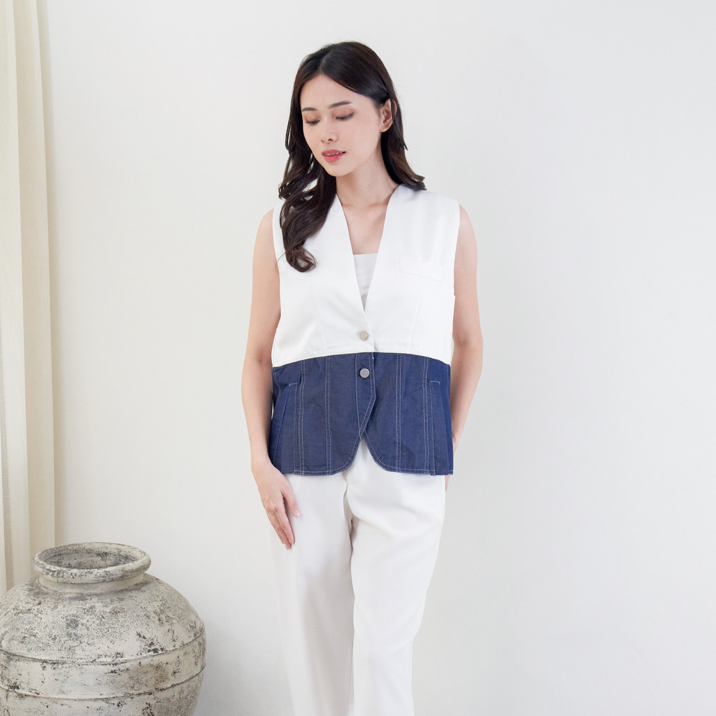 Jual QUEENTIN Vest Wanita Kombinasi 0978 Twill Bellano Polos Denim ...