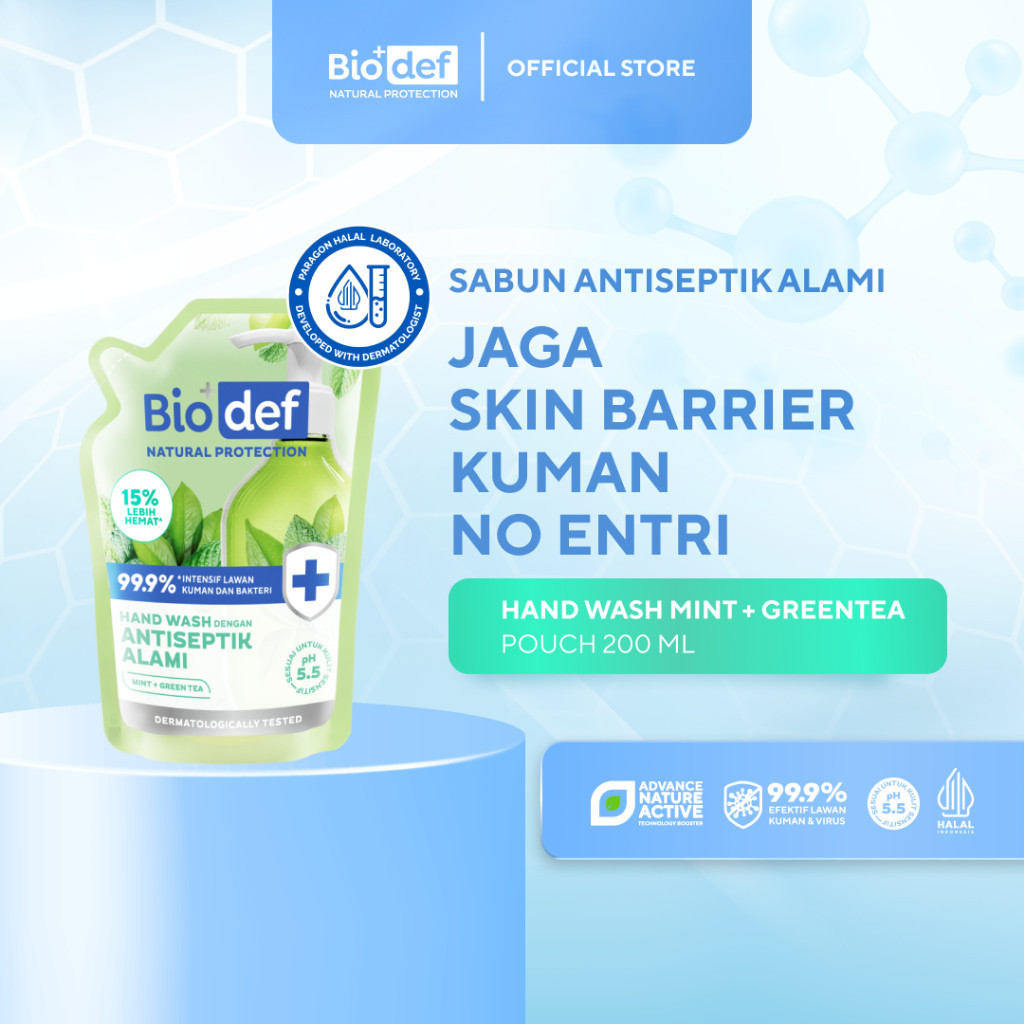Jual Biodef Natural Protection Mint - Green Tea Hand Wash Refill 200 ml ...
