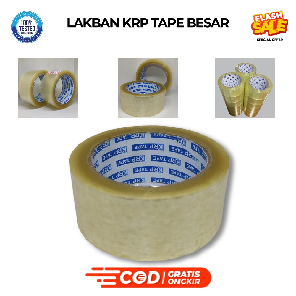 Jual Lakban KRP Tape besar bening 90 yrd 45 mm | Shopee Indonesia