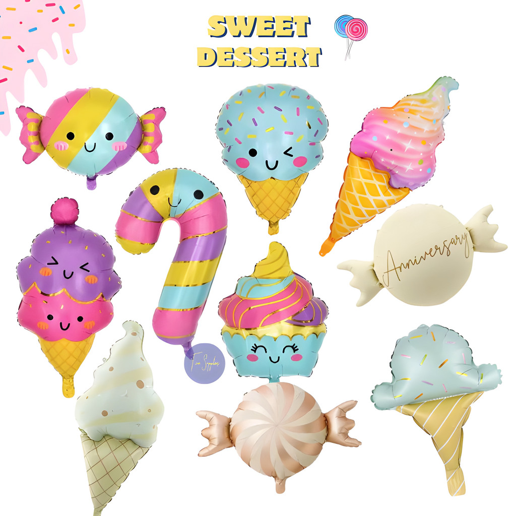 Jual Foil Balloon Sweet Dessert Ice Cream Candy/Balon Foil Tema Es Krim ...