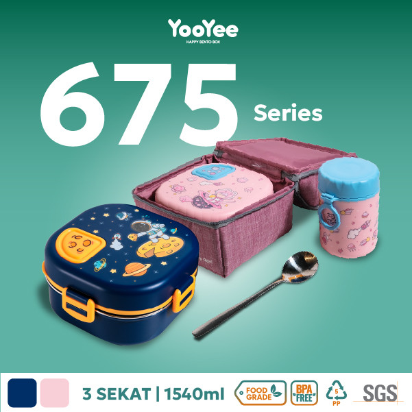 Jual Yooyee 675 Kotak Makan 3 Sekat Stainless Steel Free Botol Minum + Tas | Shopee Indonesia
