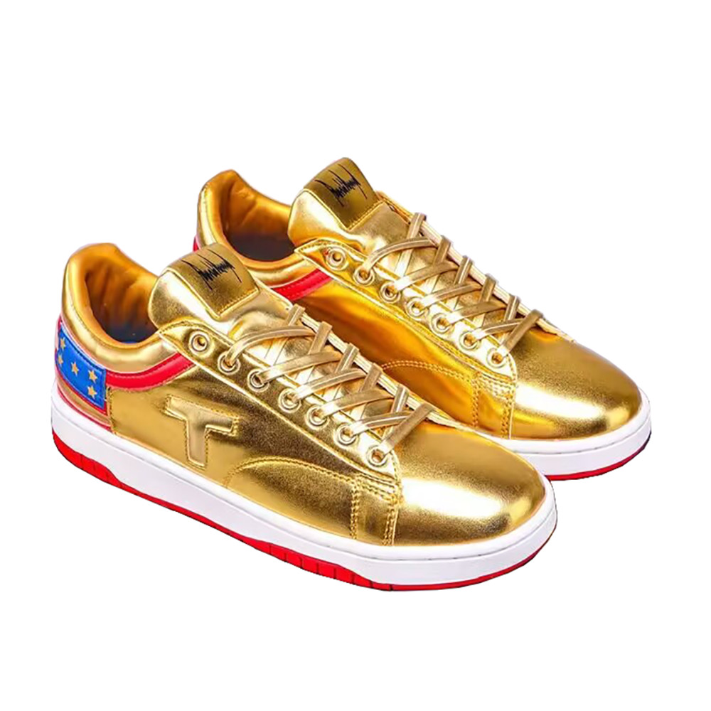 Jual Fshion Trump Shoes Size 47 Never Surrender 2024 MAGA Low Top Gold ...