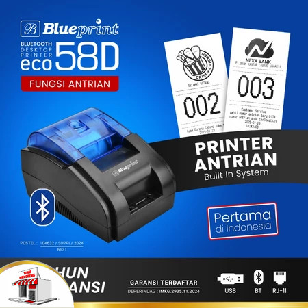 Jual Mesin Antrian Blueprint ECO 58D ( USB + BT + RJ11 ) Printer ...