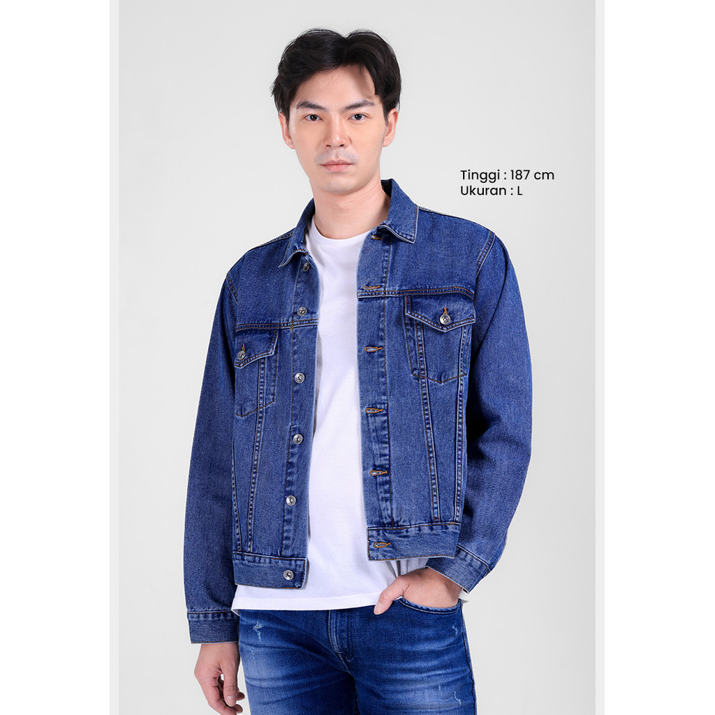 Jual MANZONE - Jacket Denim Lengan Panjang Pria Deon - Blue | Shopee ...