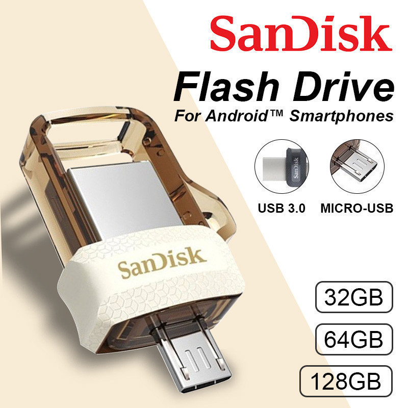 Jual SanDisk Flashdisk OTG Micro USB 32 GB 64 GB 128 GB Flashdrive Dual ...