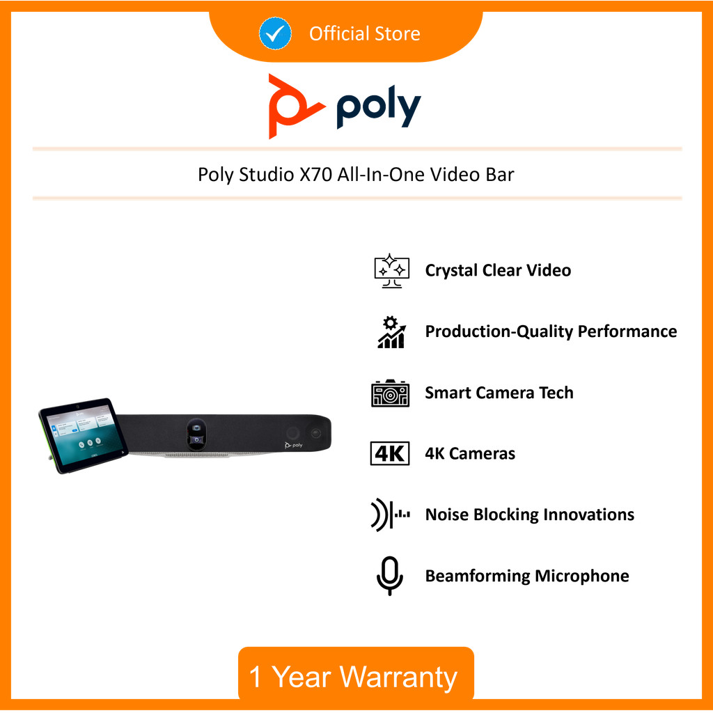 Jual Poly Studio X70 All-In-One Video Bar with TC10 Controller Kit ...