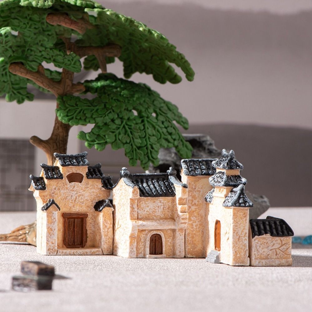 Jual inese Style Mini Resin House Creative Resin Retor Bonsai ...