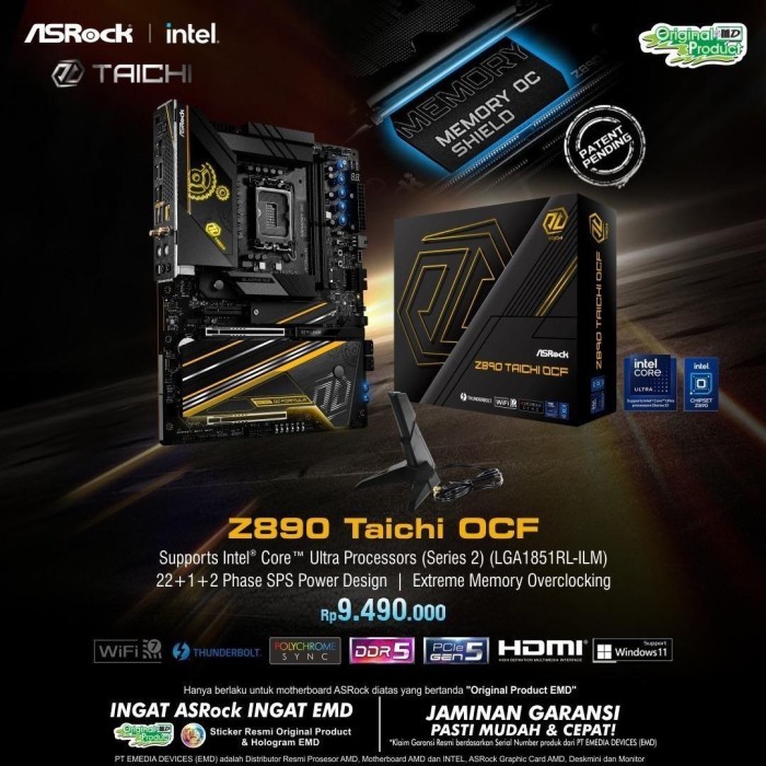 Jual ASROCK MOTHERBOARD Z890 TAICHI OCF (INTEL, LGA1851RL-ILM,Z890 ...