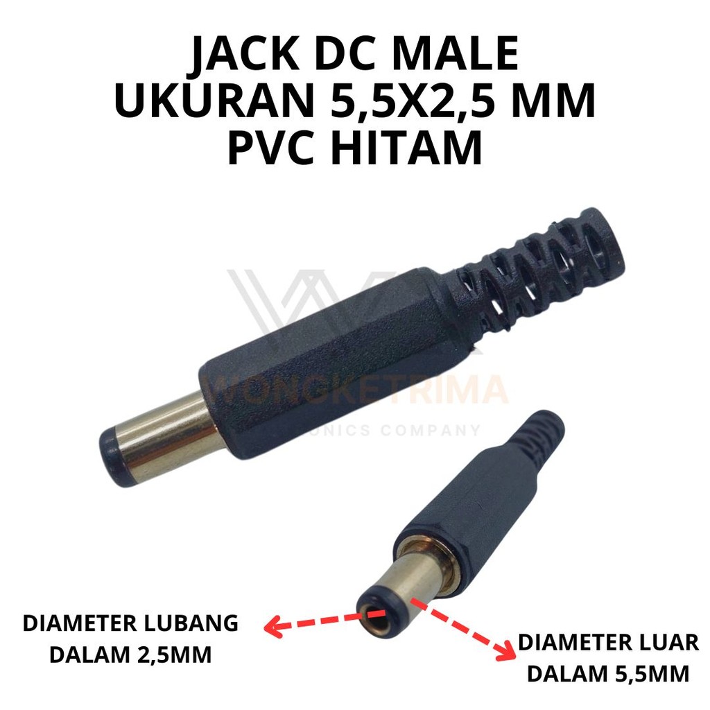 Jual JACK DC MALE UKURAN 5,5X2,5MM JACK DC JANTAN CONNECTOR DC HTB ...