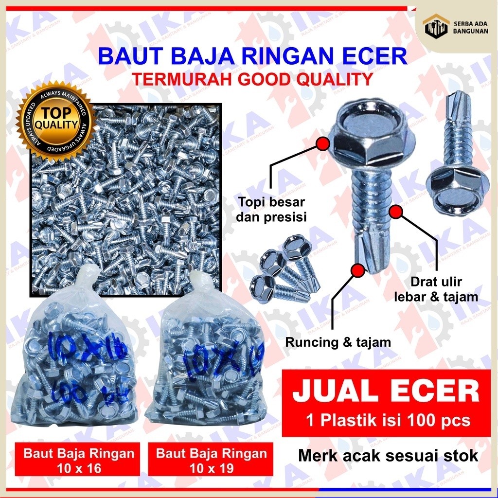 Jual SAB Baut baja ringan l baut Skrup Baja Ringan 10x16 10x19 Harga ...