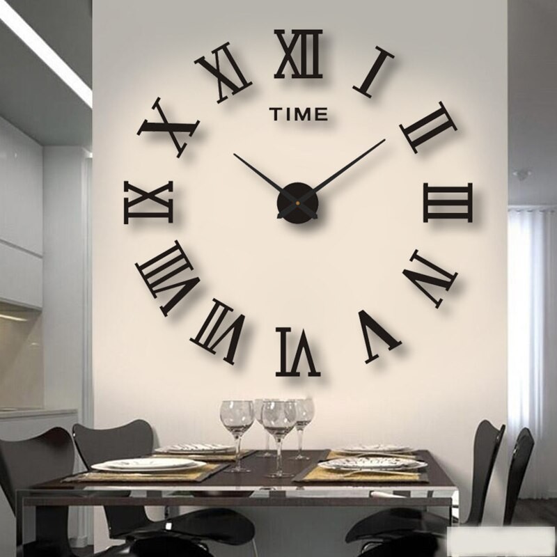 Jual 3D Acrylic Digital Wall Clock Roman Numerals Design Mirror Wall ...