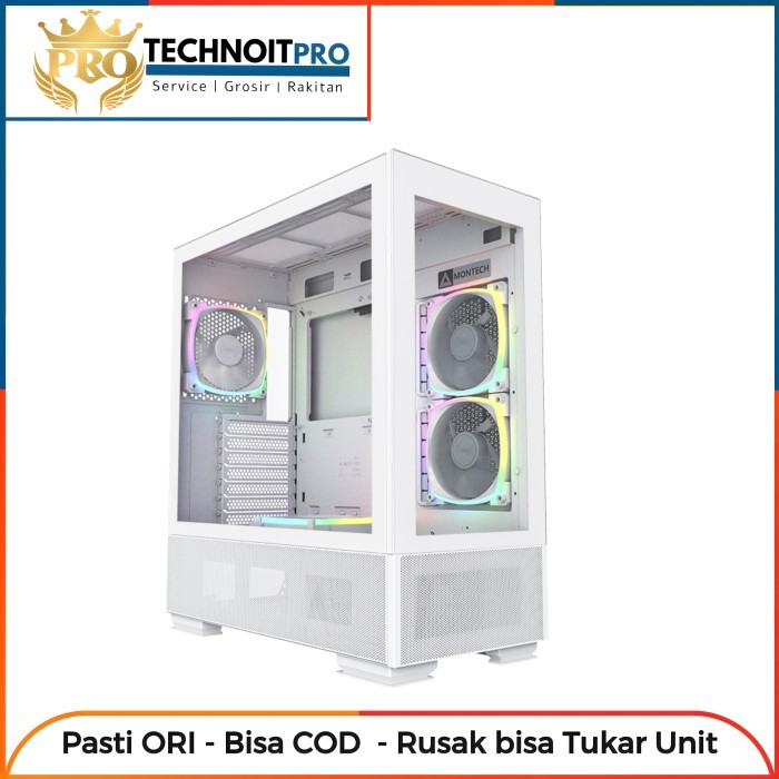 Jual Montech SKY TWO ARGB TG micro ATX USB 3.0 + 4 FAN ARGB White | Shopee Indonesia