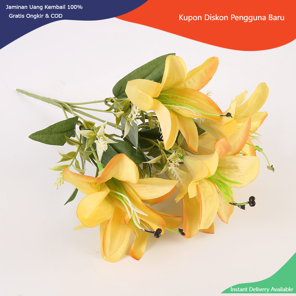 Jual Bunga Lily Artificial Bunga Hias Palsu Bunga Buket Dekorasi Meja ...