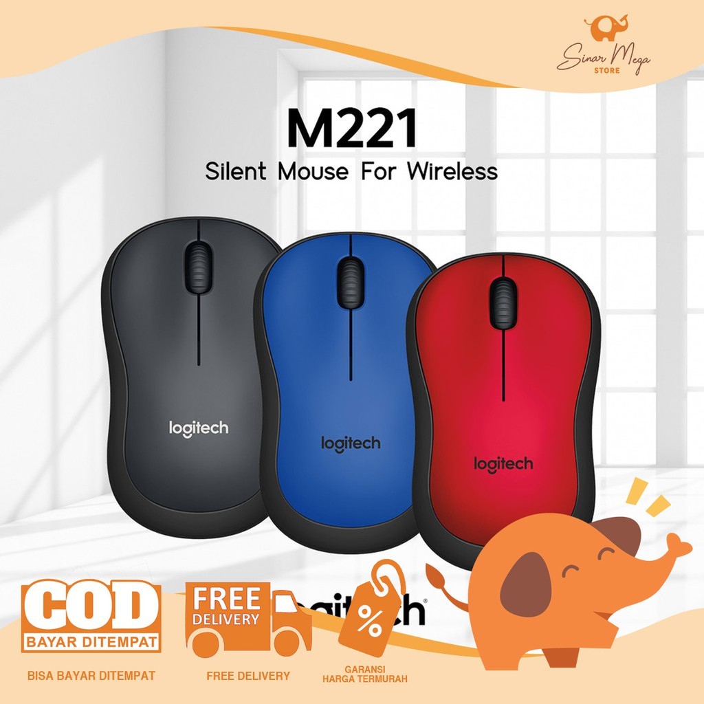 Jual Logitech Mouse Wireless M221 Silent Mode Original Mouse Tanpa ...