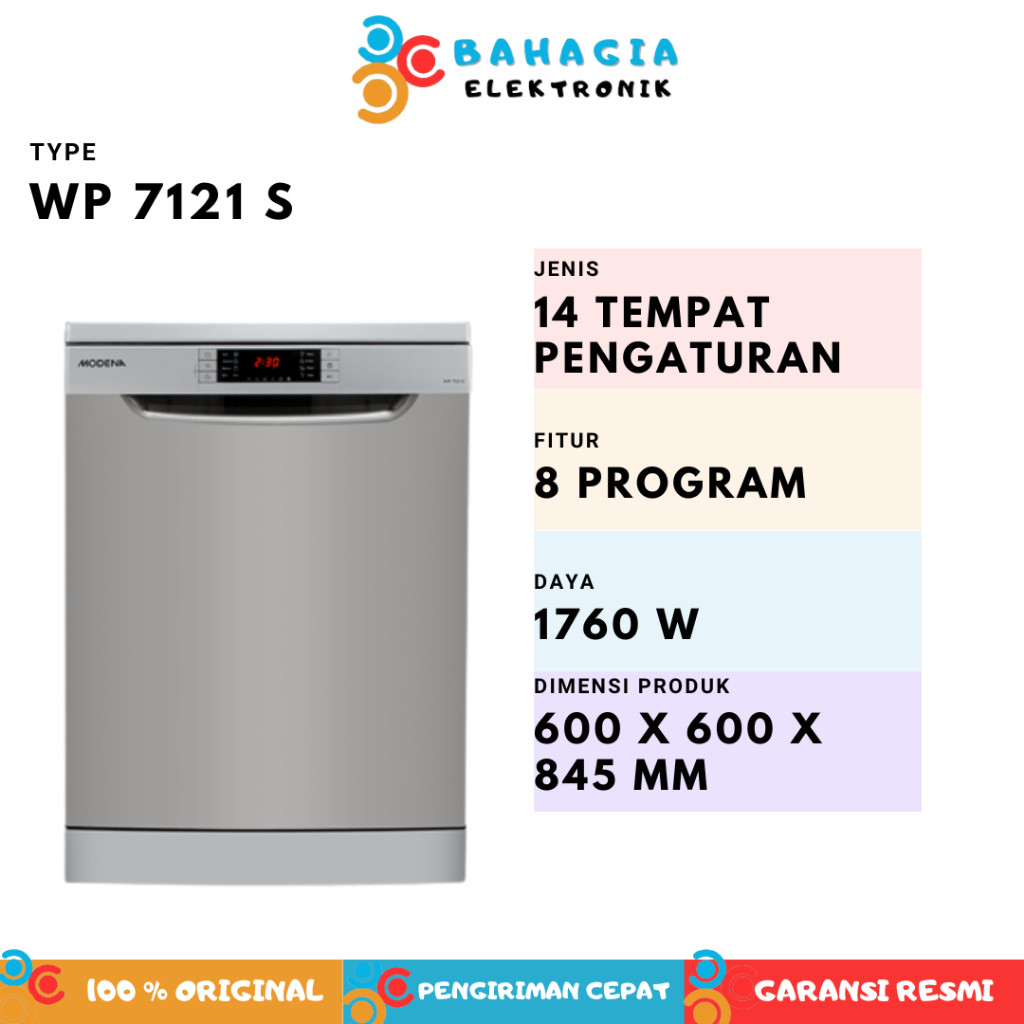 Jual Modena WP 7121 S - freestanding dishwasher atau mesin cuci piring ...