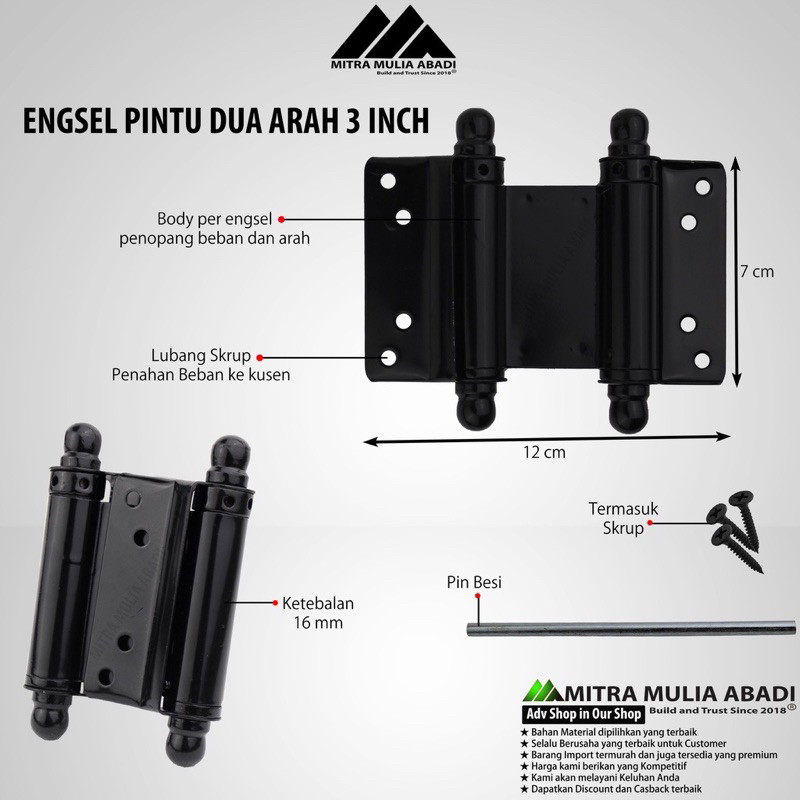 Jual Engsel pintu koboi 2 arah bolak balik 3” hitam IGM | Shopee Indonesia