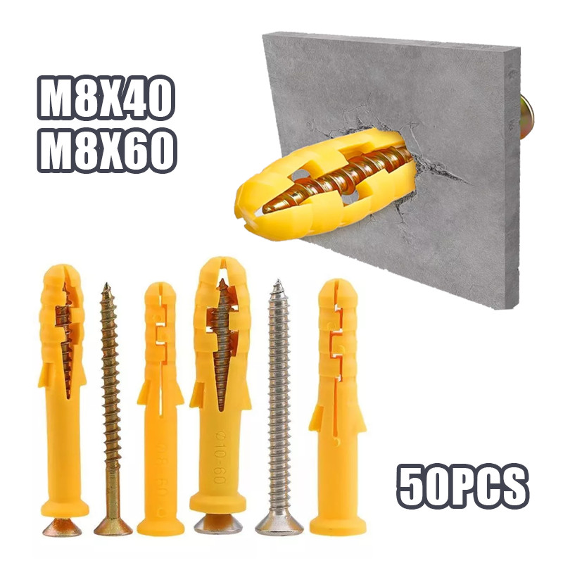 Jual 50pcs Angkur Baut Set Sekrup Dinding Tembok Angkur Nylon Wall ...