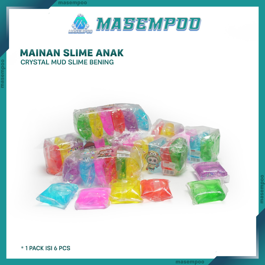 Jual Mainan Slime Bening Crystal Mud Pack 6 Warna - Untuk Anak | Shopee ...
