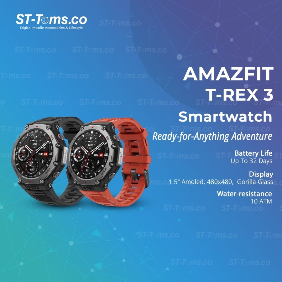 Jual Amazfit T-Rex 3 / TRex 3 Smartwatch 1.5" AMOLED Screen GPS SpO2 10 ATM Waterproof | Shopee ...