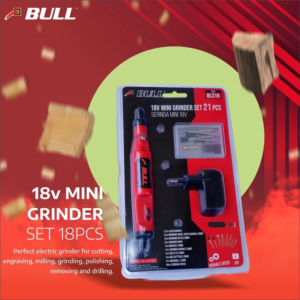 Jual Bull Grinder Mini / Drill Grinder Mini / Grinda Listrik Set Blister BL318 | Shopee Indonesia