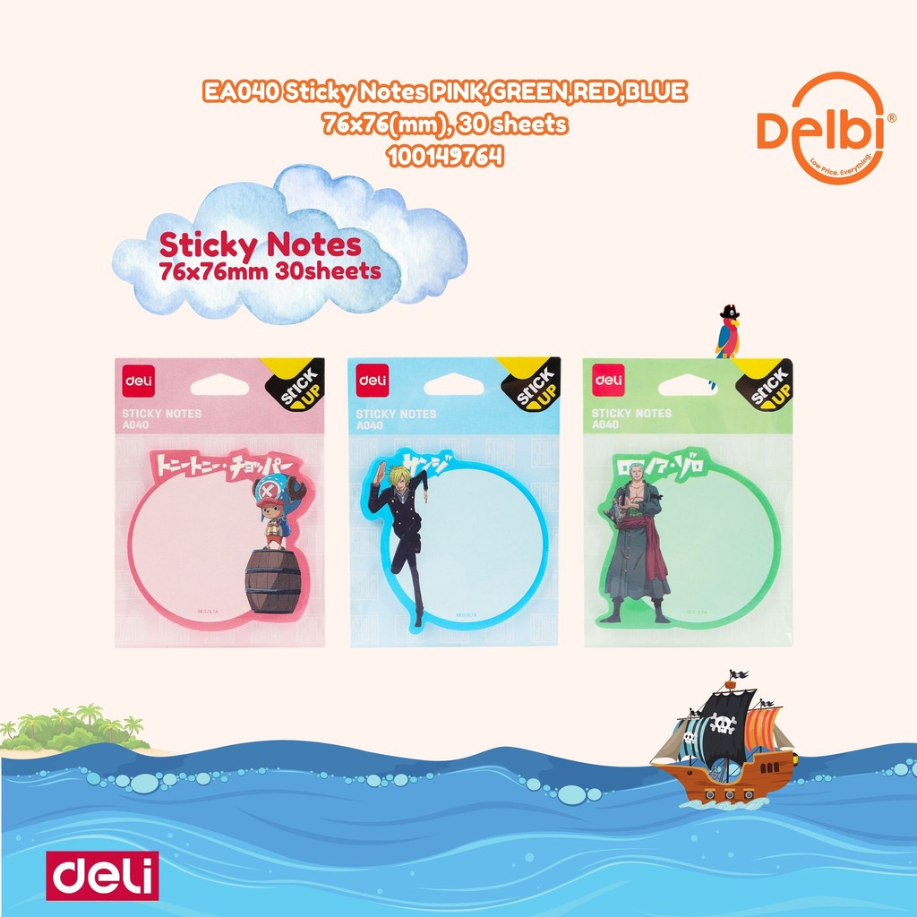 Jual Deli One Piece Sticky Notes / Memo Pad One Piece 30 Lembar Kertas ...