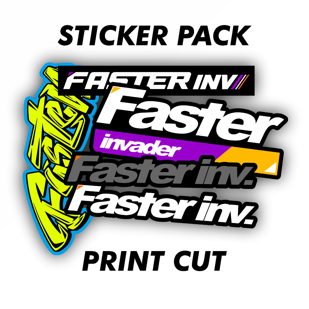 Jual Sticker Pack Racing FASTER INVADER Print Cut Bahan Vinyl Plus ...