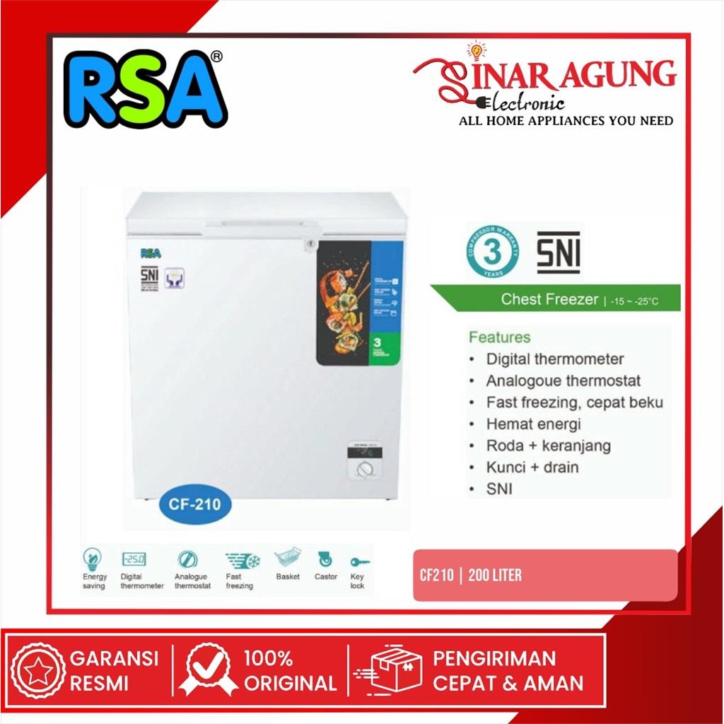 Jual RSA CF210 / CF-210 CHEST FREZEER 199 LITER - GARANSI RESMI ...