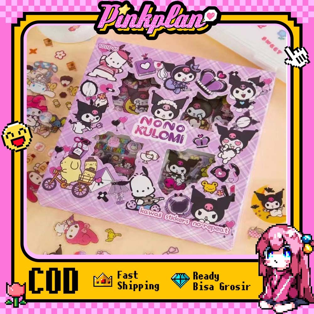 Jual 100 Lembar Sticker Sanrio Dekorasi Anak Cewek Perempuan Aesthetic ...