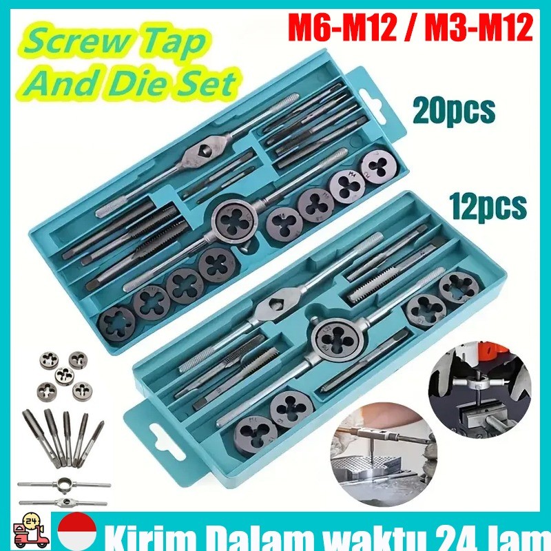 Jual 【Tersedia 】12 / 20 PCS Tap Die Set Alat Senai San Tap Ulir Drat ...