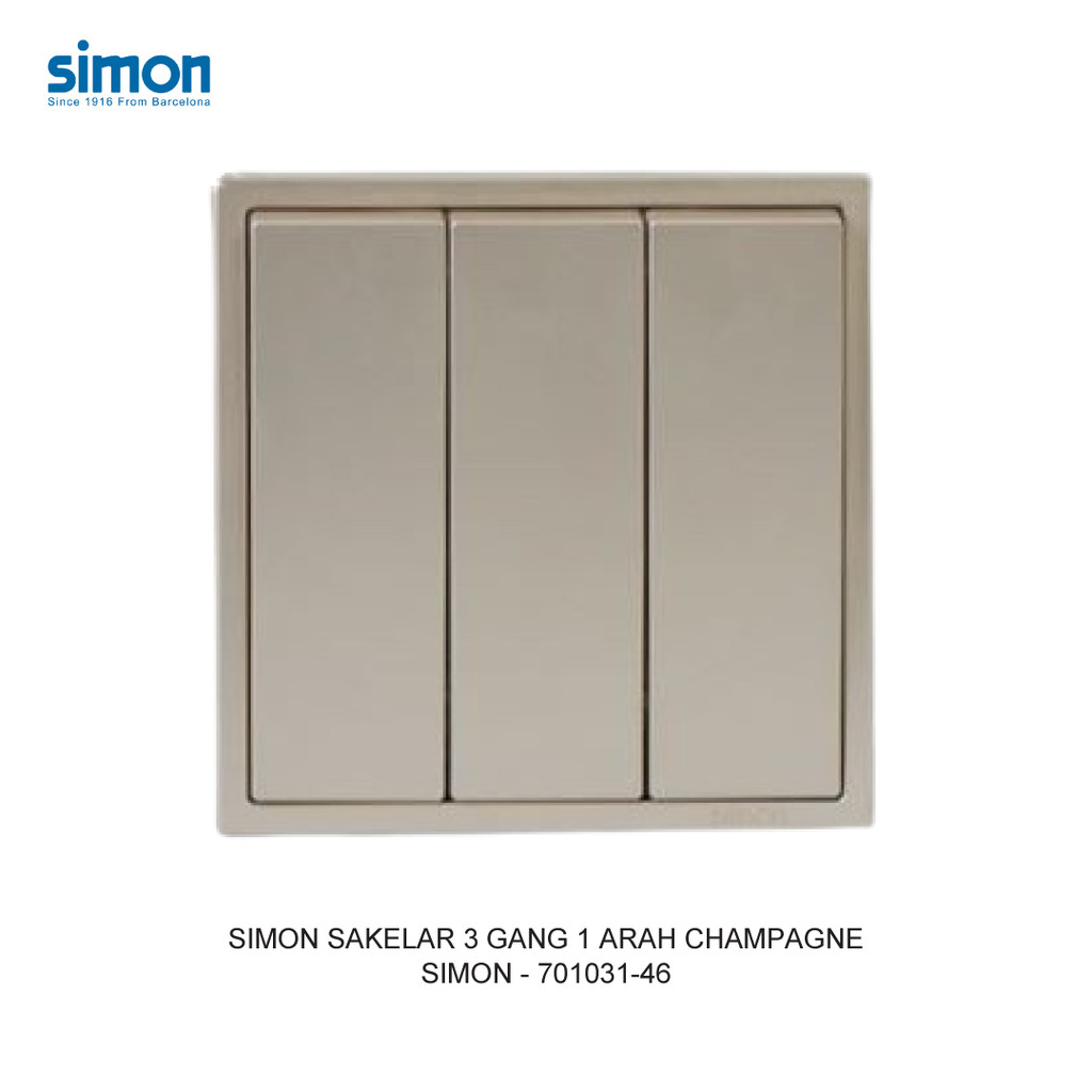 Jual SAKELAR 3 GANG 1 ARAH CHAMPAGNE SIMON | Shopee Indonesia