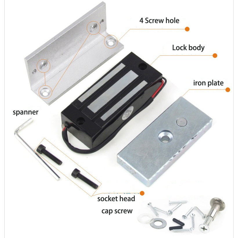 Jual DC12V & 24V 60kg Electromagnetic Door Lock Pure Copper Coil 120lbs ...
