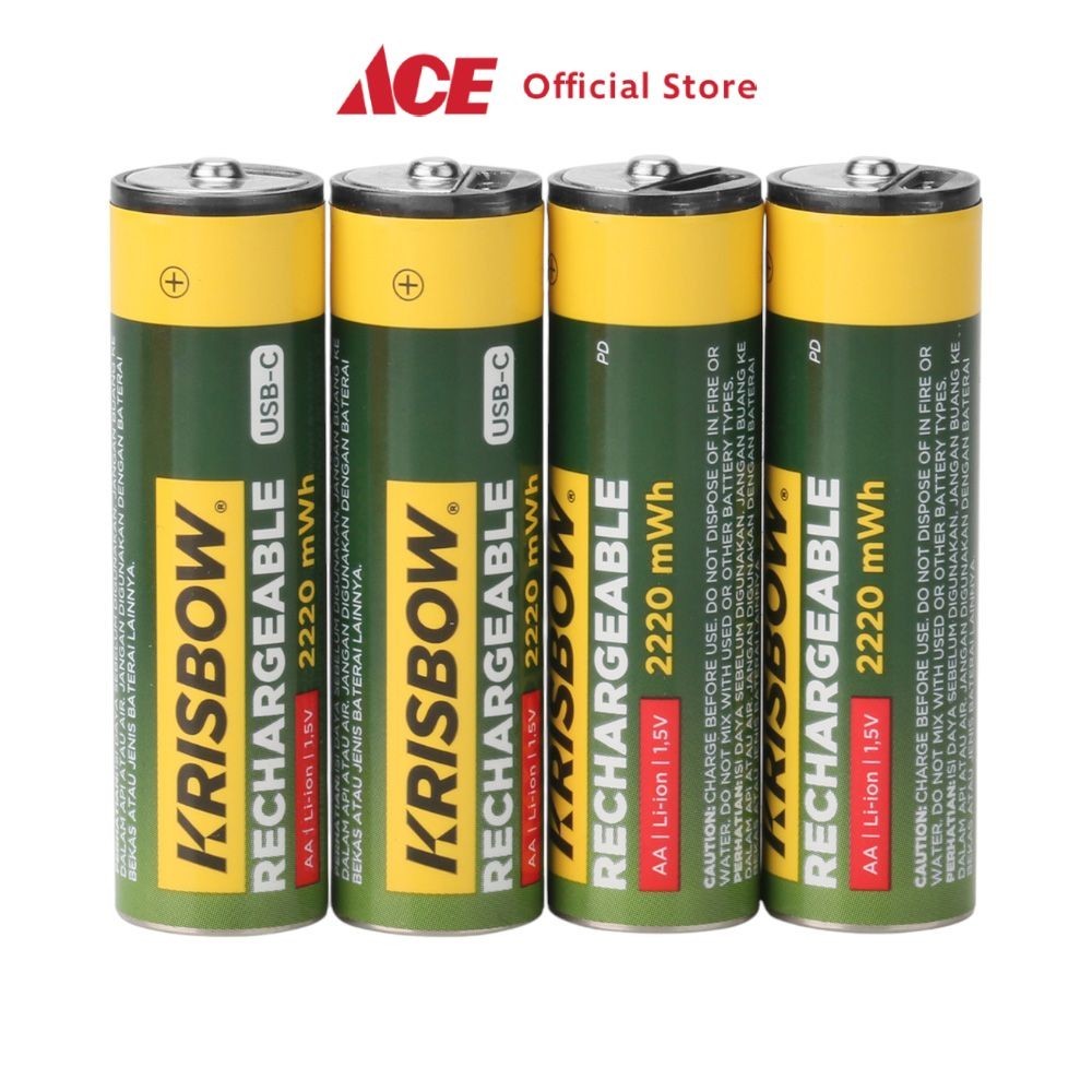 Jual Krisbow Set 4 Pcs Baterai Rechargeable Type C Batre Isi Ulang ...