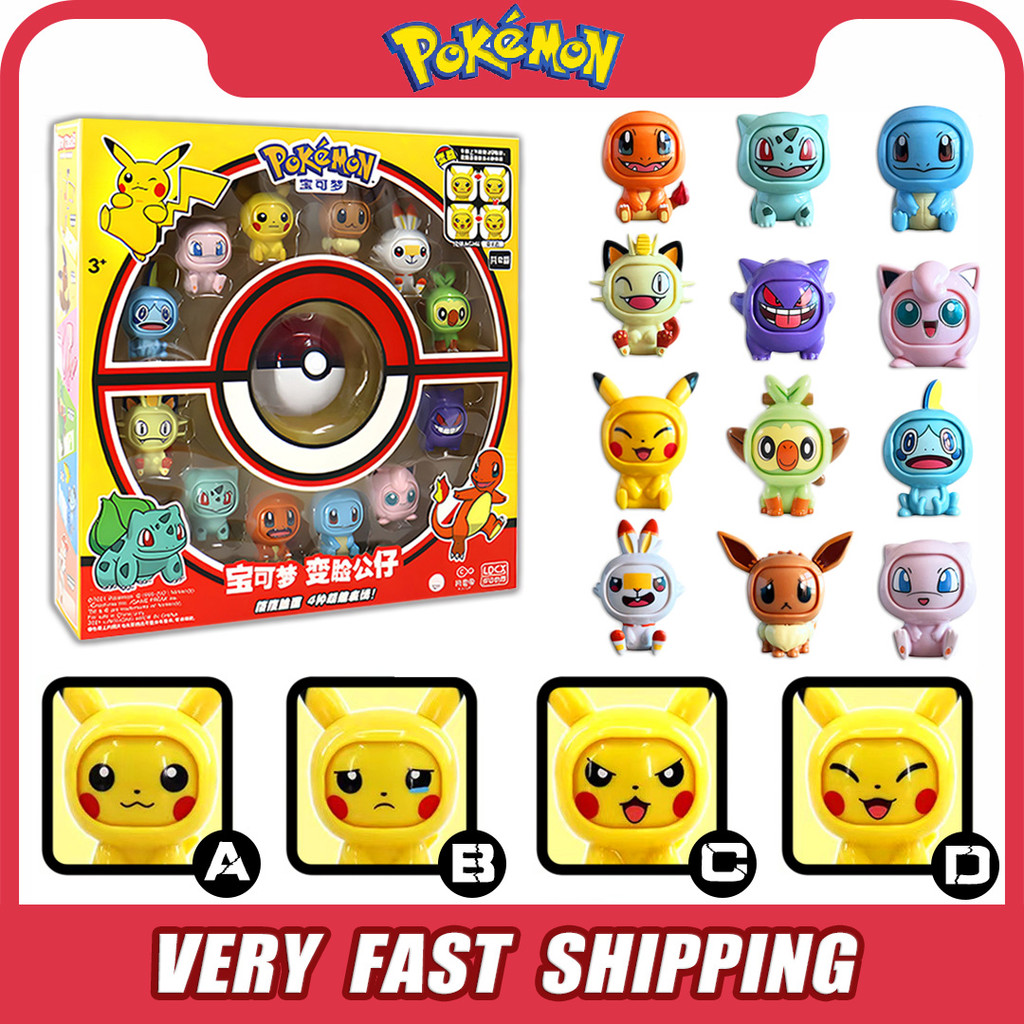Jual Genuine Pokemon Figures Pikachu Face Changing Toys Pokemon Anime ...