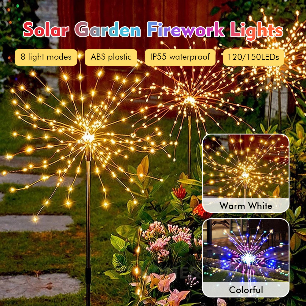 Jual Solar LED Sensor Firework Light 150 LEDs Lampu Garden Outdoor ...