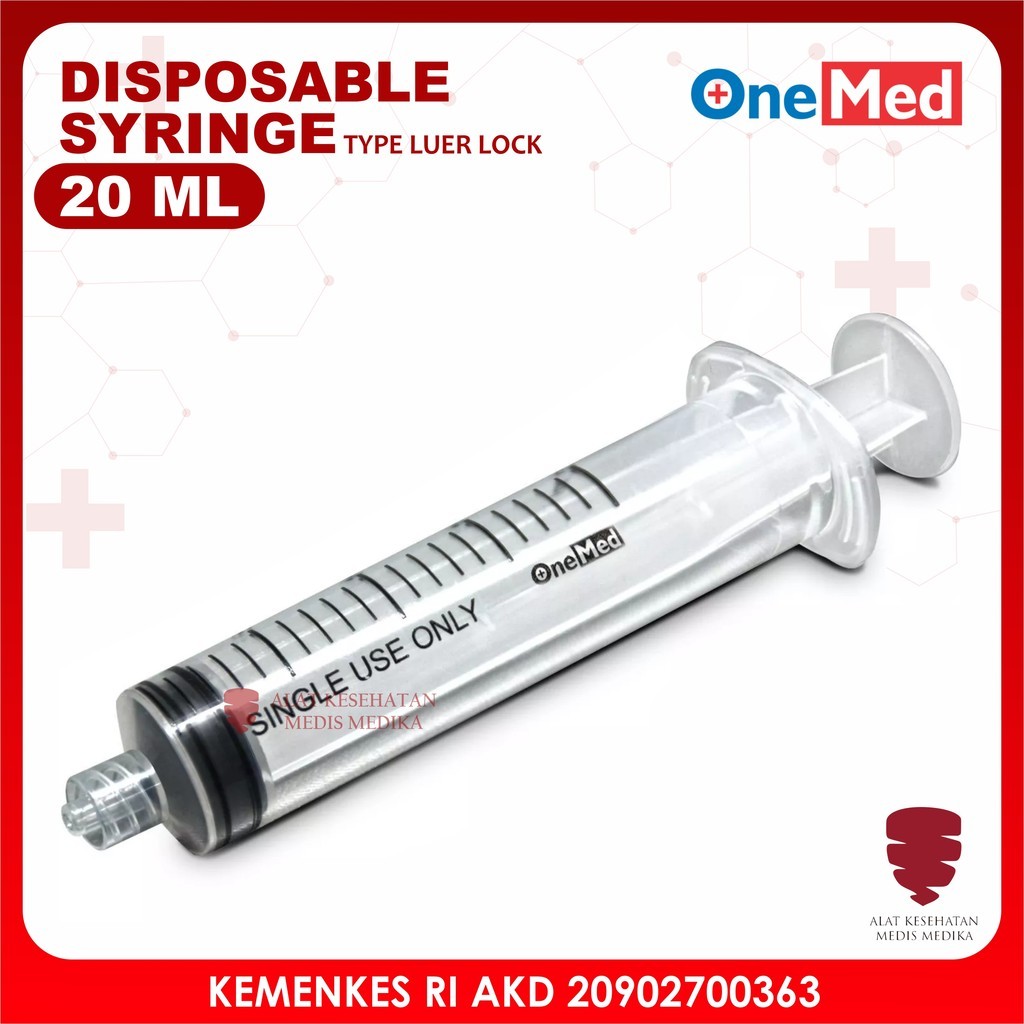Jual Syringe 20cc Luer Lock Onemed Spet Spuit Suntikan Suntik Lubang ...