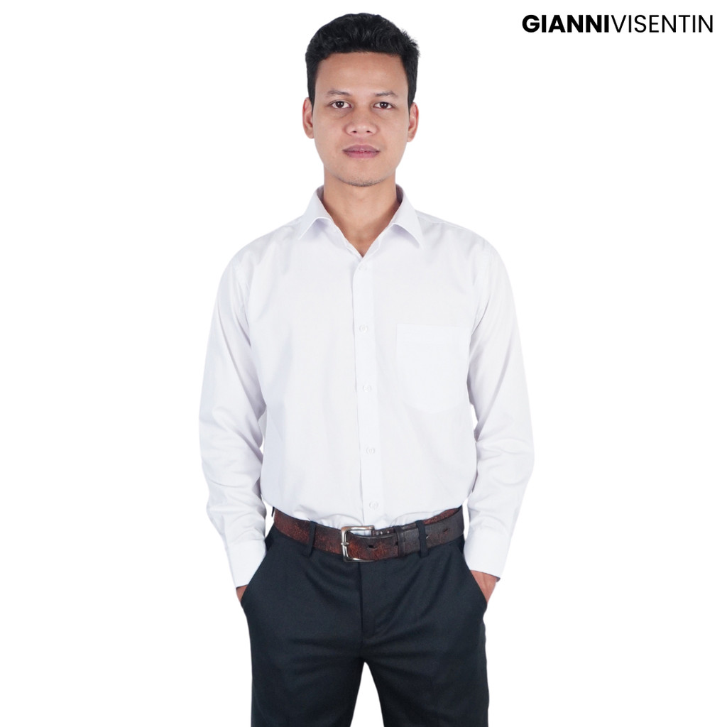 Jual Gianni Visentin Kemeja Lengan Panjang Pria Slim Fit - Putih [PROMO ...