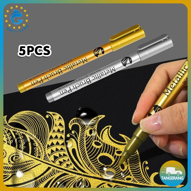 Jual 5pcs Spidol Tinta Metalik Emas/Perak Marker Permanen Untuk ...