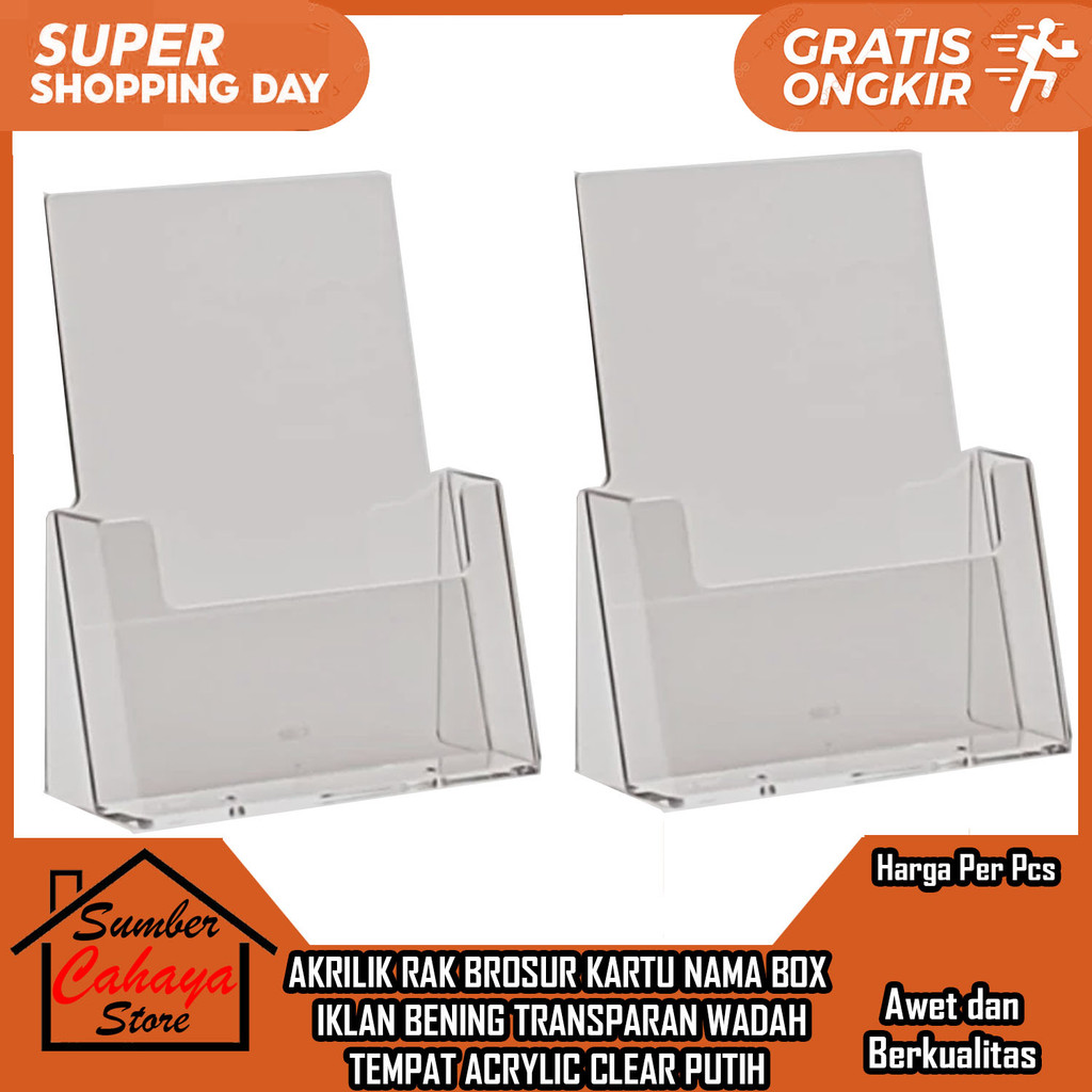 Jual Acrylic Clear Akrilik Rak Brosur A5 Kartu Nama Box Iklan Tempat ...
