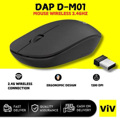 Jual Mouse Wireless 2.4GHz Silent Optical 1000DPI DAP D-M01 - Garansi 1 ...