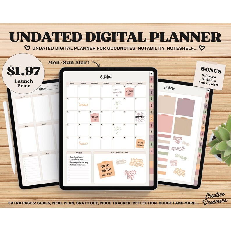 Jual Undated Goodnotes Planner for Goodnotes, Notability, Noteshelf ...